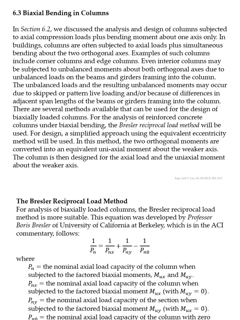 Biaxial Bending in Structural Columns | PDF | Bending | Buckling