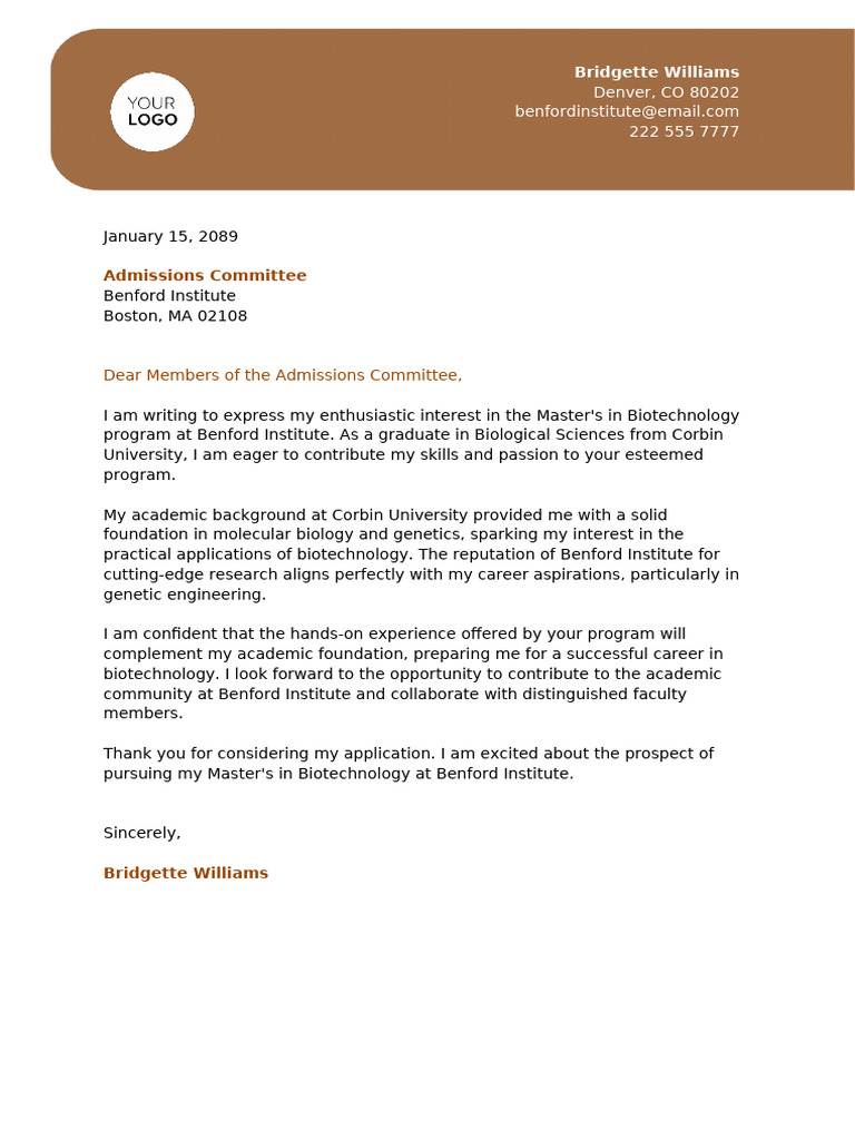 Short Motivation Letter Template | PDF