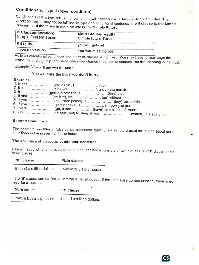 Conditionals Type 1,2 & 3-1 | PDF