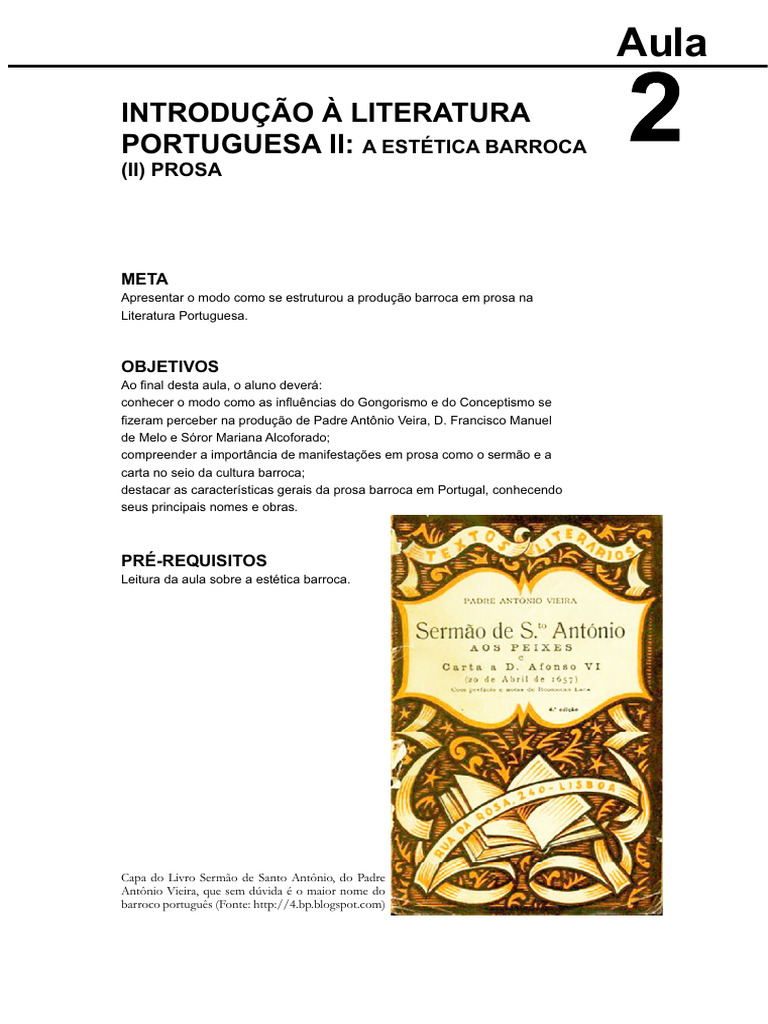 Prosa Portuguesa - Barroco - 1 | PDF