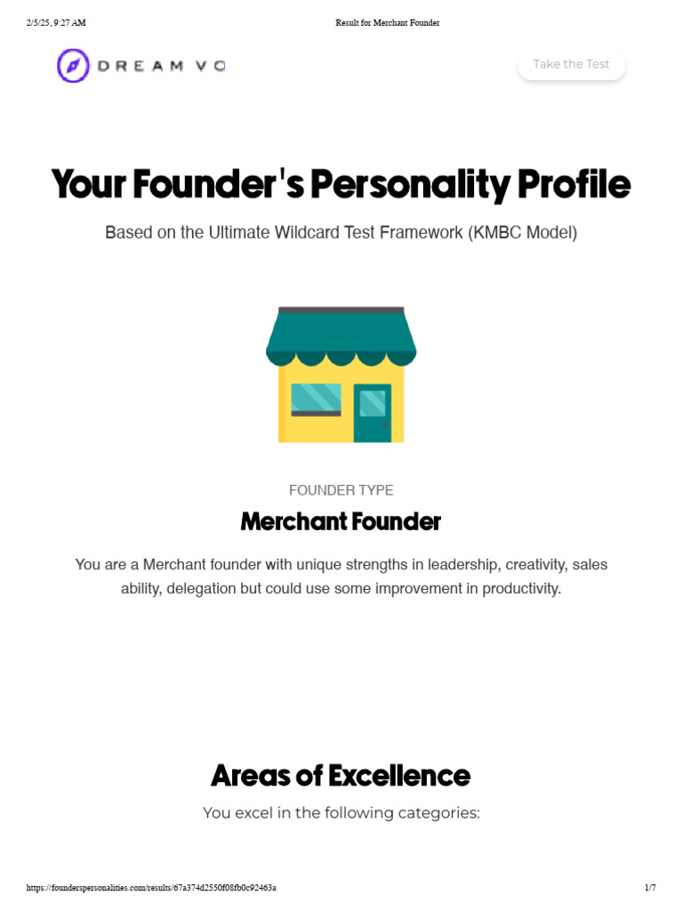 DreamVC-Founder-Personality-Result For Merchant Founder | PDF ...