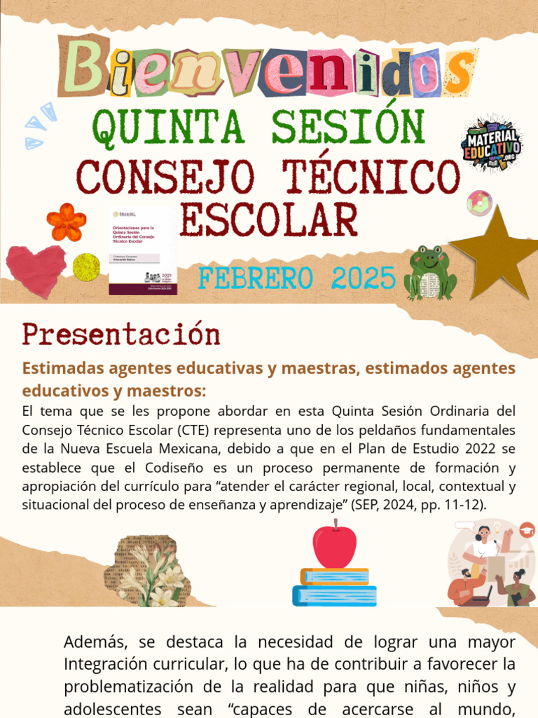 Presentacion 5ta Sesión Consejo Ténico Escolar Docentes Pdf