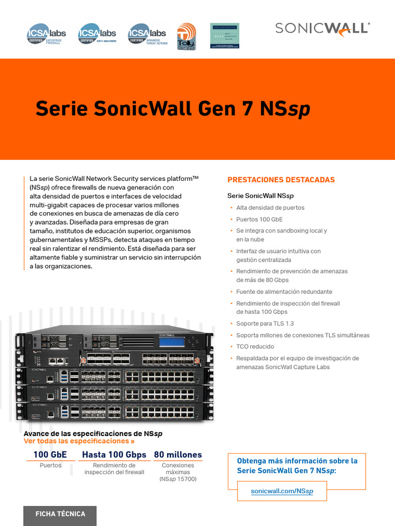 Sonicwall Gen 7 NSSP Series | PDF | Cortafuegos (informática) | Computación en la nube