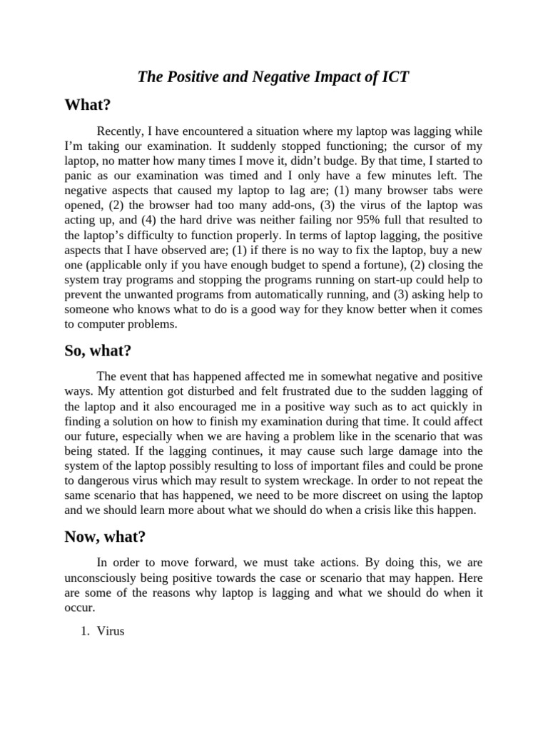 The Positive and Negative Impact of ICT | PDF | Computer Virus ...