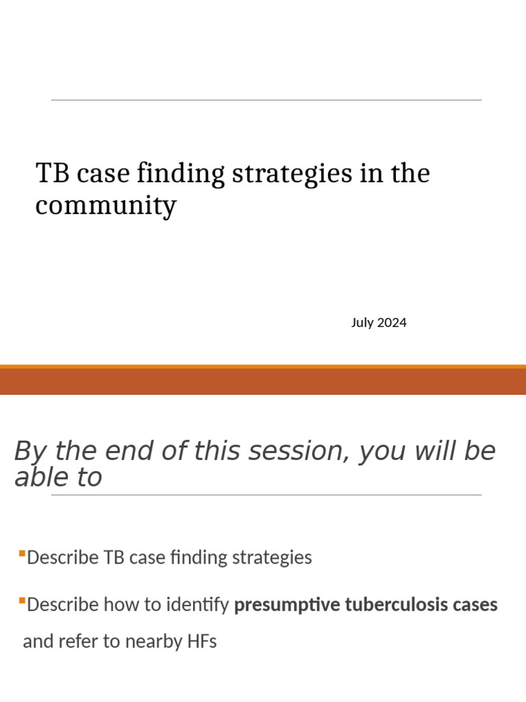 Community TB Case Finding Strategies | PDF | Tuberculosis | Screening ...