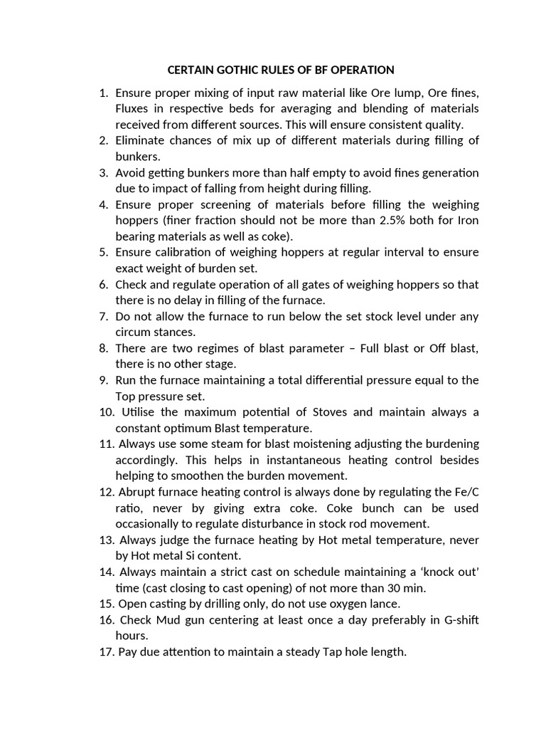 Certain Gothic Rules of BF Operation | PDF