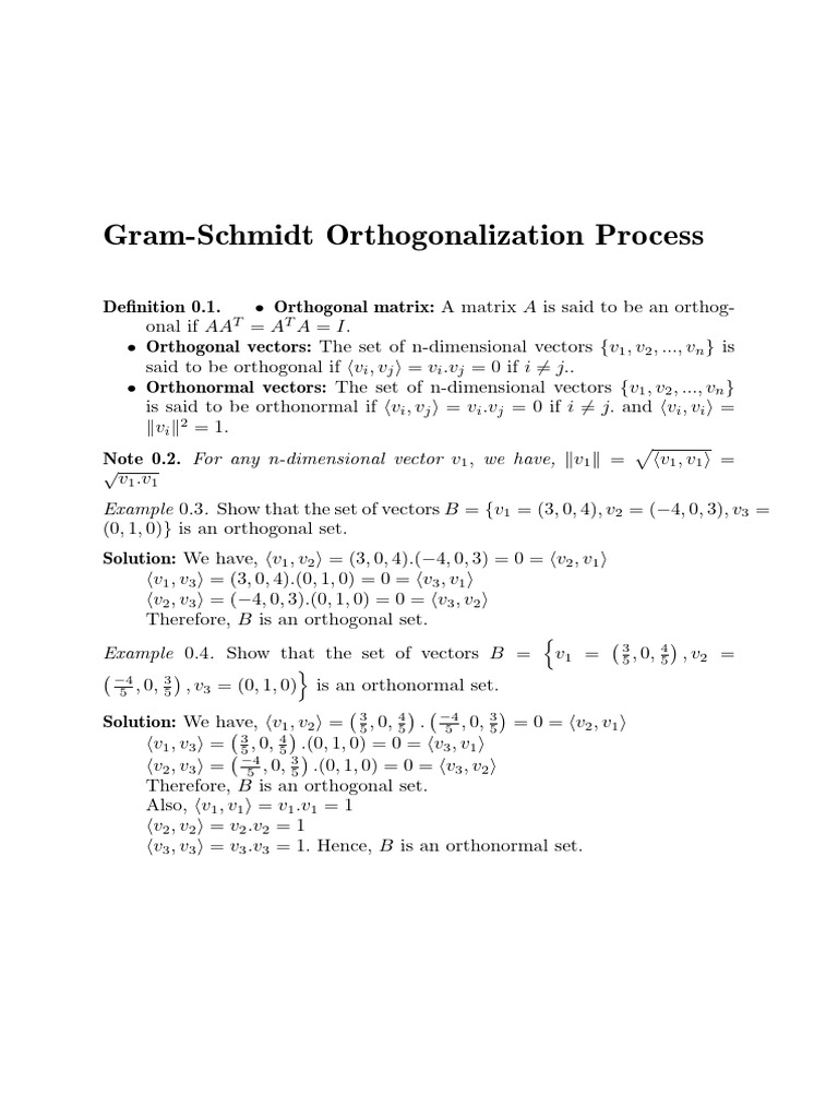 2.4 Gram-Schmidt Orthogonalization Process | PDF | Functional Analysis | Mathematics