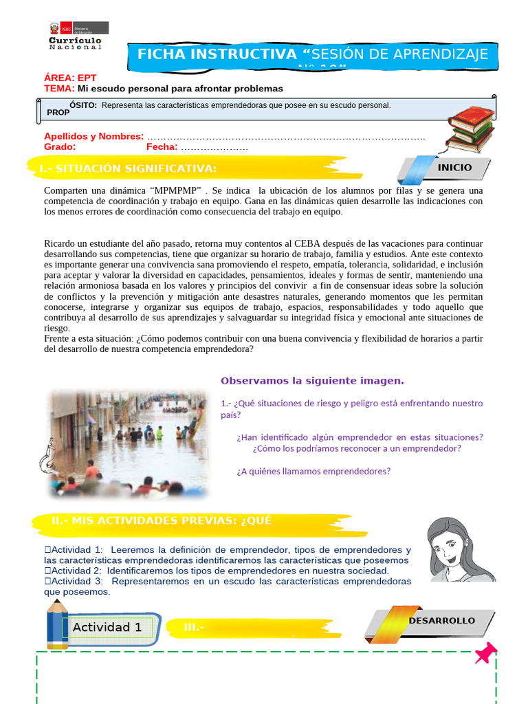 UD I - S10 FICHA EPT INICIAL - Mi Escudo Personal | PDF | Iniciativa empresarial