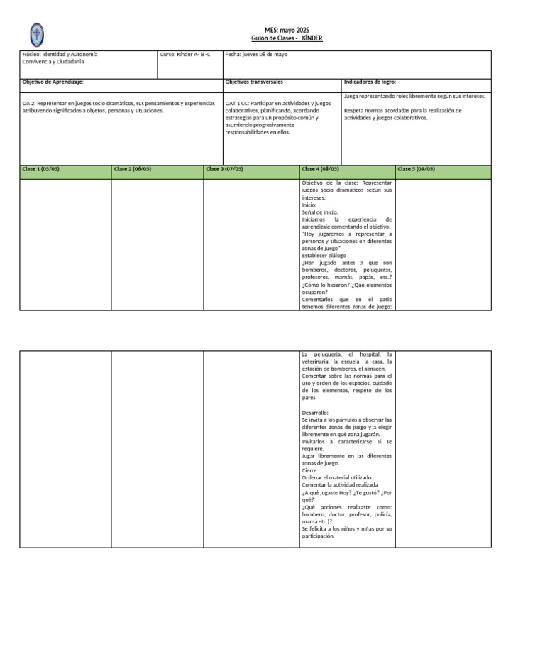 Planificacion Rincones | PDF | Educación de la primera infancia ...