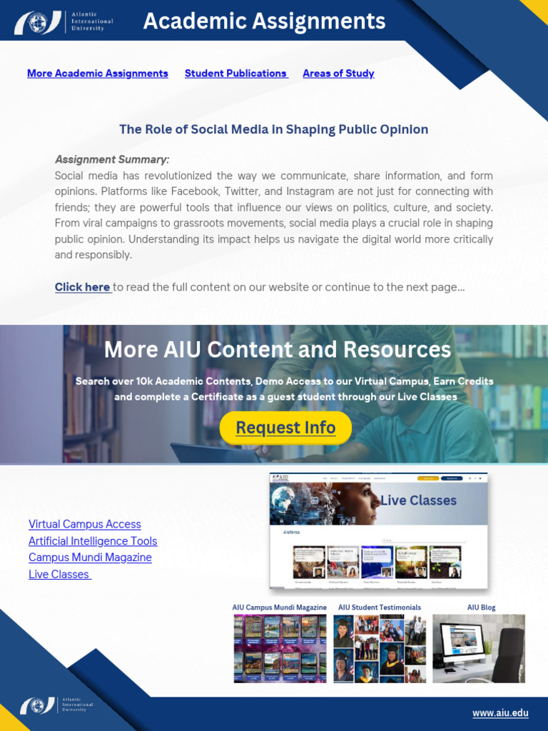 Academic Assignment The Role of Social Media in Shaping Public Opinion ...