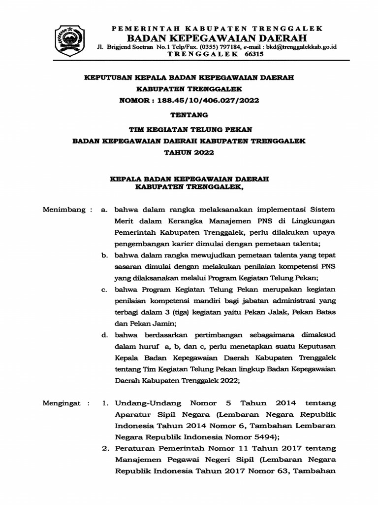 Contoh SK TIm Inovasi OPD | PDF