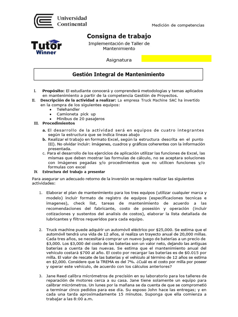 Tw-Evaluacion Final Gestion Integral de Mantenimiento | PDF