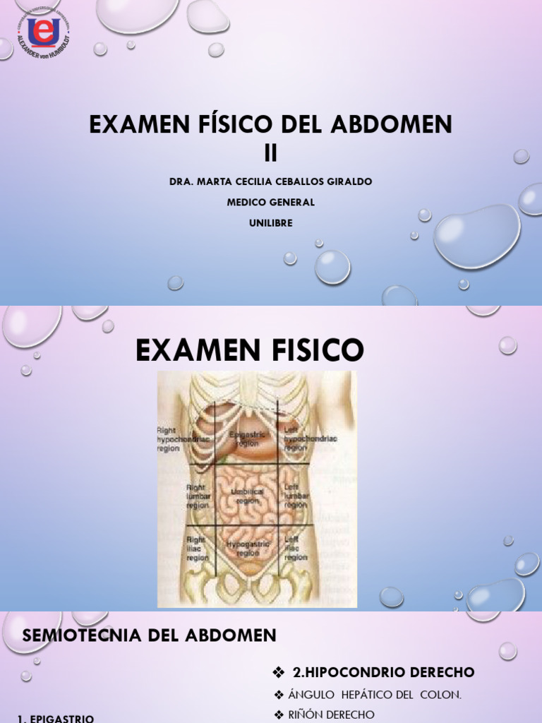 Exploración Abdominal en Examen Físico | PDF | Abdomen | Intestino grueso
