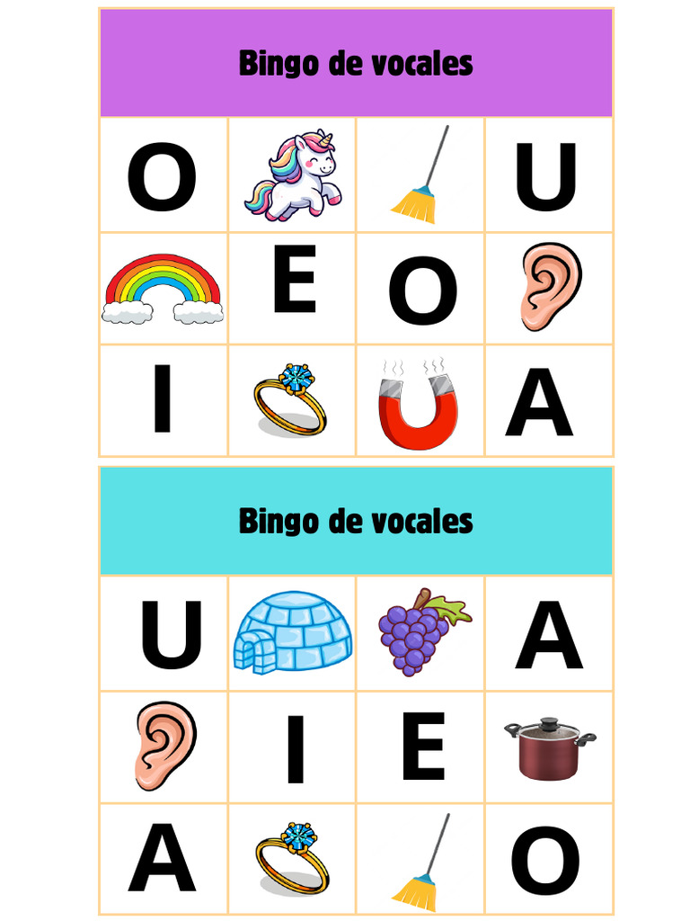 Bingo de vocales | PDF