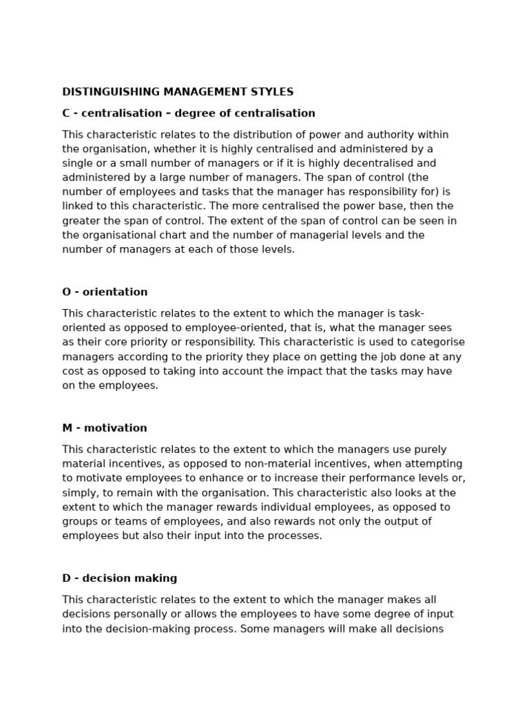 Business Administration - Distinguishing Managment Styles | PDF | Swot ...