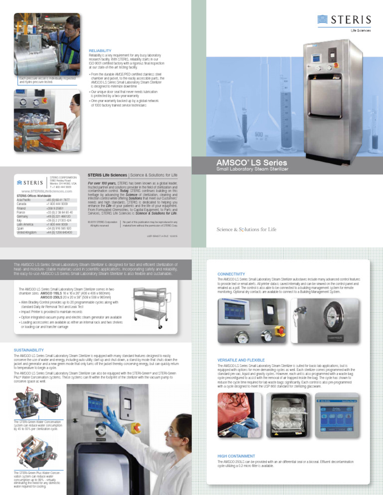 Amsco Lab Series Small Steam Sterilizers Sell Sheet | PDF | Steam ...