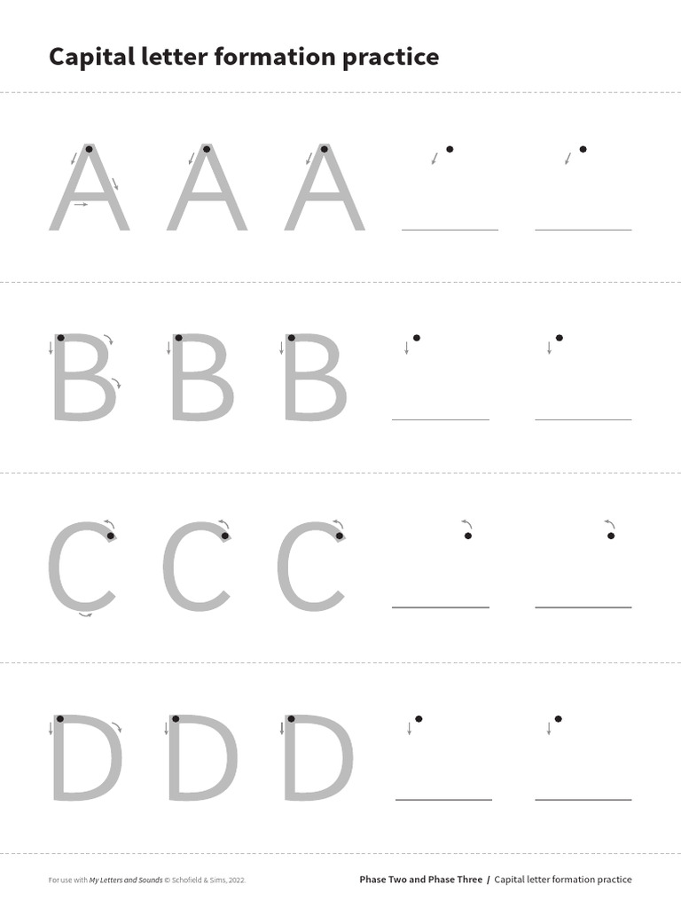 My Letters and Sounds - Capital Letter Formation Practice Sheets | PDF