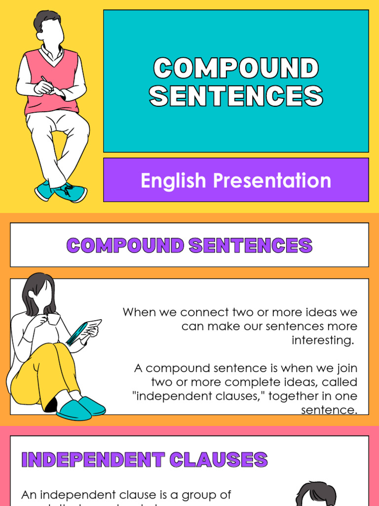 Compound Sentences English Presentation in Colourful Lined Illustrative ...