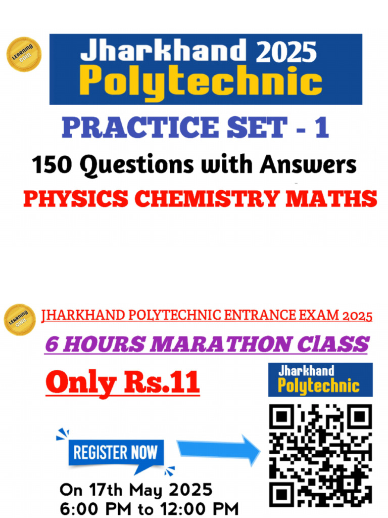 Practice Set 01 Jharkhand Polytechnic 2025 | PDF