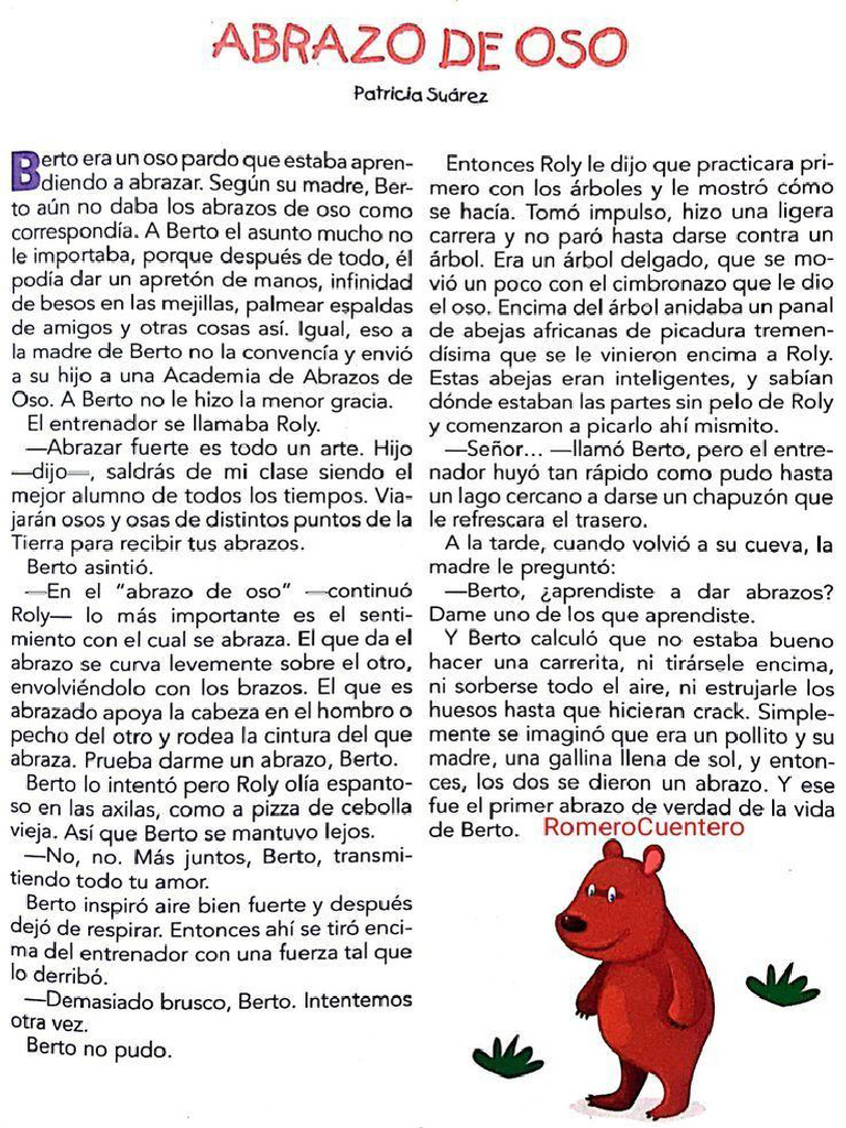 Cuento Abrazo de Oso | PDF