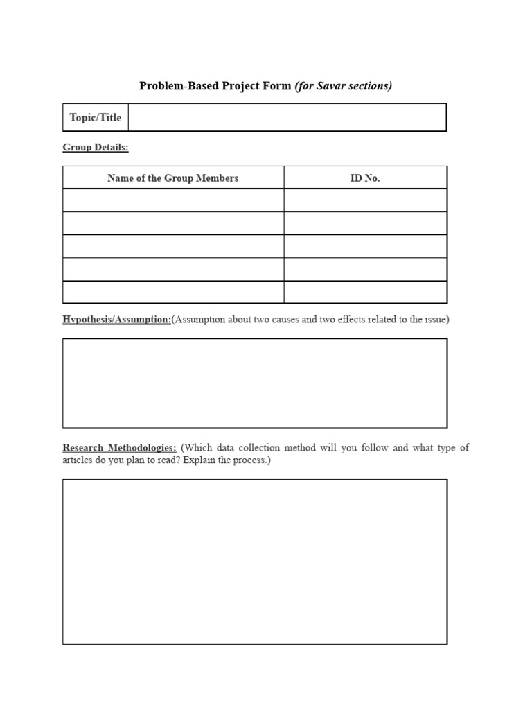 Problem-Based Project Form Template | PDF