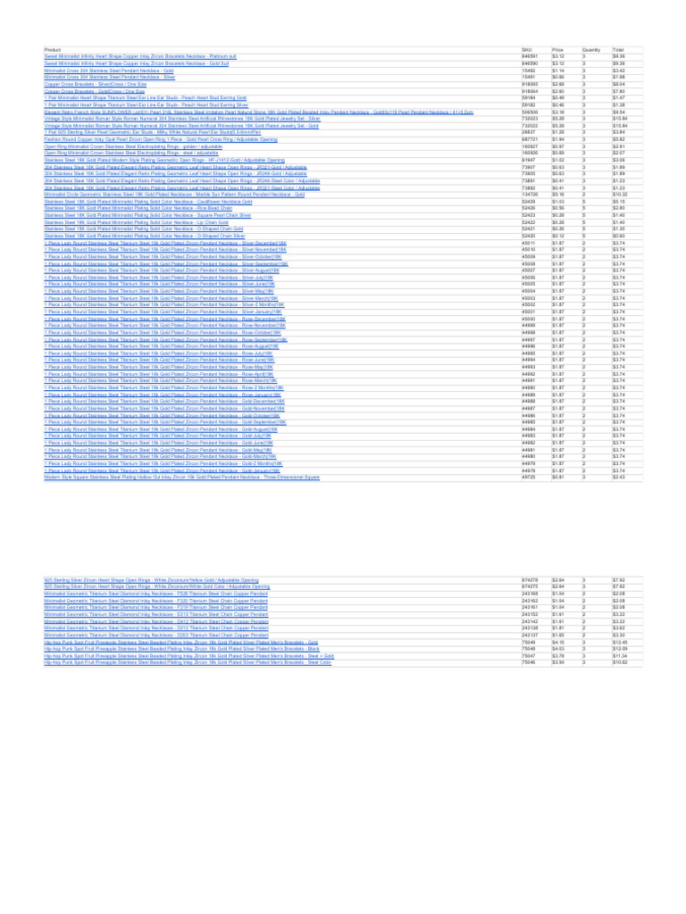 Untitled Spreadsheet - Sheet1 | PDF | Necklace | Jewellery
