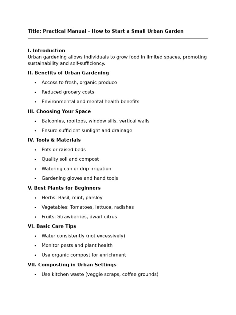 Start Your Small Urban Garden Guide | PDF