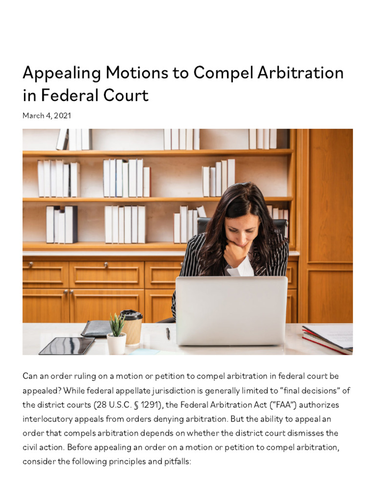 Appealing Motions To Compel Arbitration in Federal Court - Hanson Bridgett | PDF | Arbitration ...