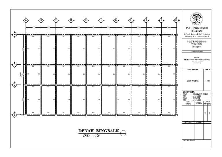 Denah Ringbalk Pembangunan Dormitory | PDF