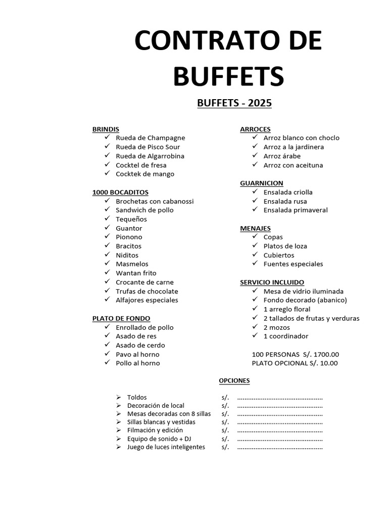 001 01 Lista de Eventos Buffet | PDF