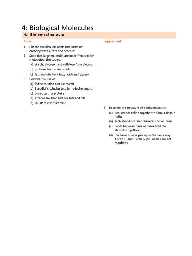 4 Biological Molecules | PDF