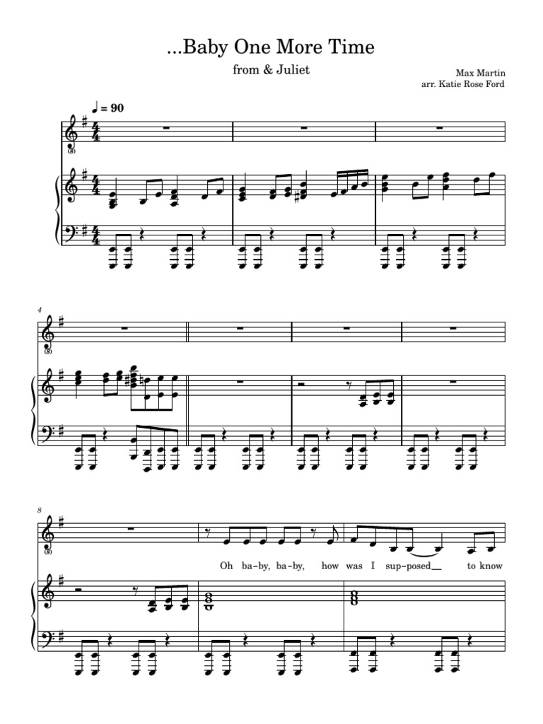 Baby One More Time Max Martin and Rami Yacoub Juliet Arrangement | PDF ...