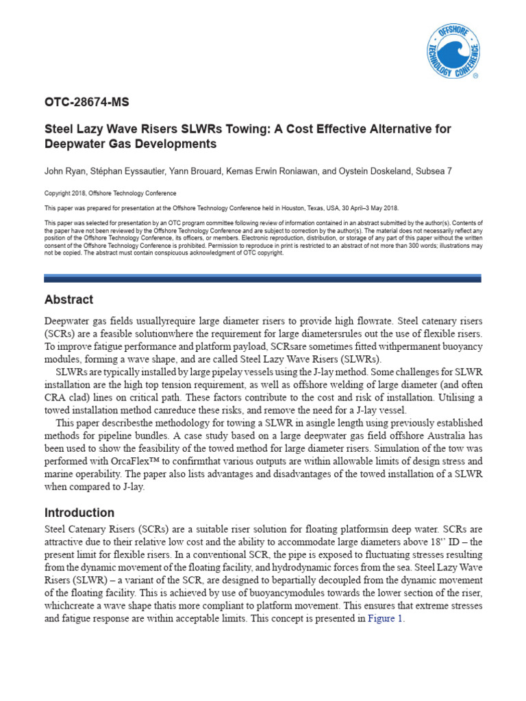 PAPER - SLWR Towing - A Cost Effective Alternative For Deepwater Gas ...
