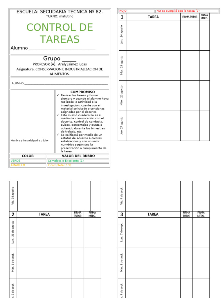 CONTROL DE TAREAS 2016 | PDF