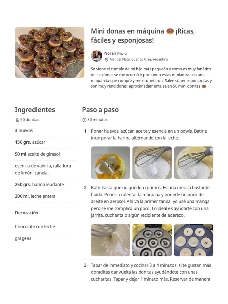 Receta de mini donas en máquina | PDF | Alimentos | Cocina occidental