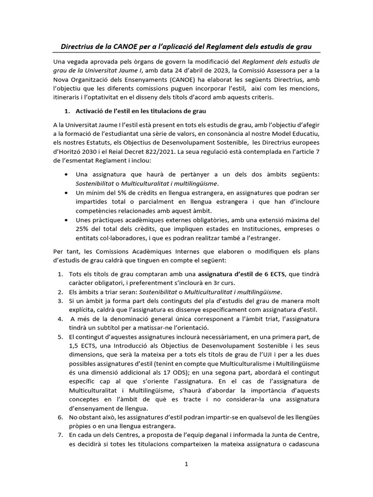 Directrius CANOE | PDF