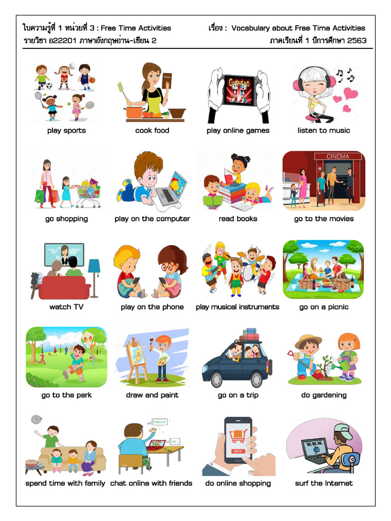 Worksheet - Unit 3 - Free Time Activities | PDF