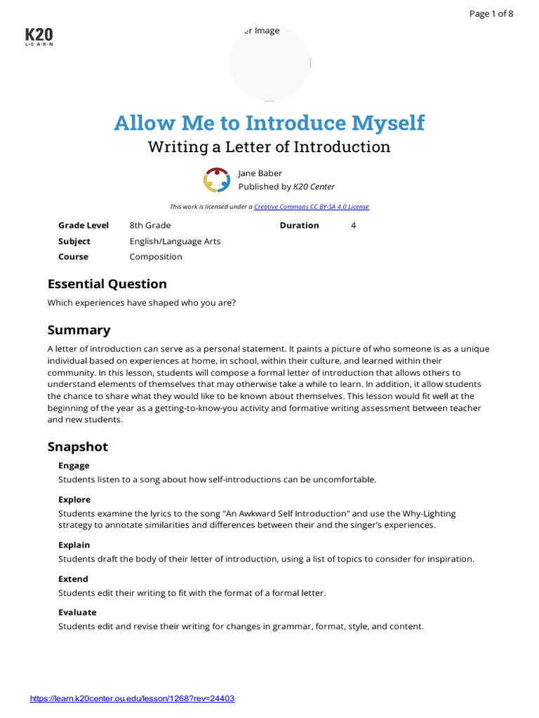 Allow Me To Introduce Myself | PDF | Human Communication | Learning