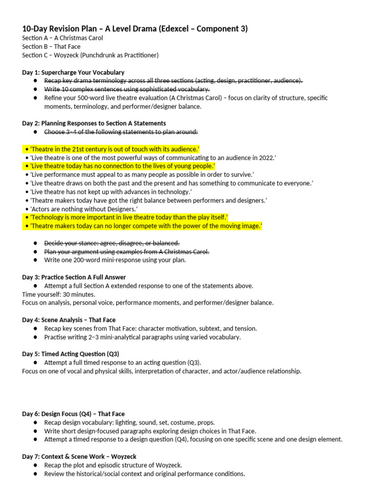 A_Level_Drama_Revision_Plan | PDF | Theatre | Human Communication
