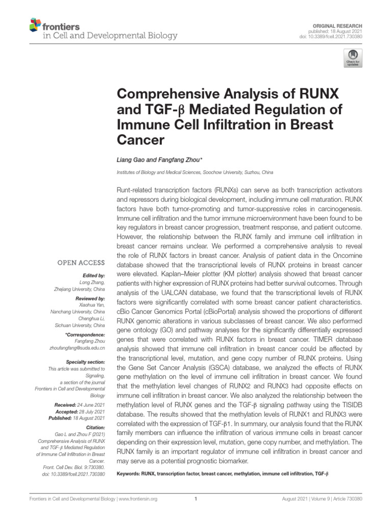 Comprehensive_Analysis_of_RUNX_and_TGF-b_Mediated_ (1) | PDF | Cancer | Carcinoma