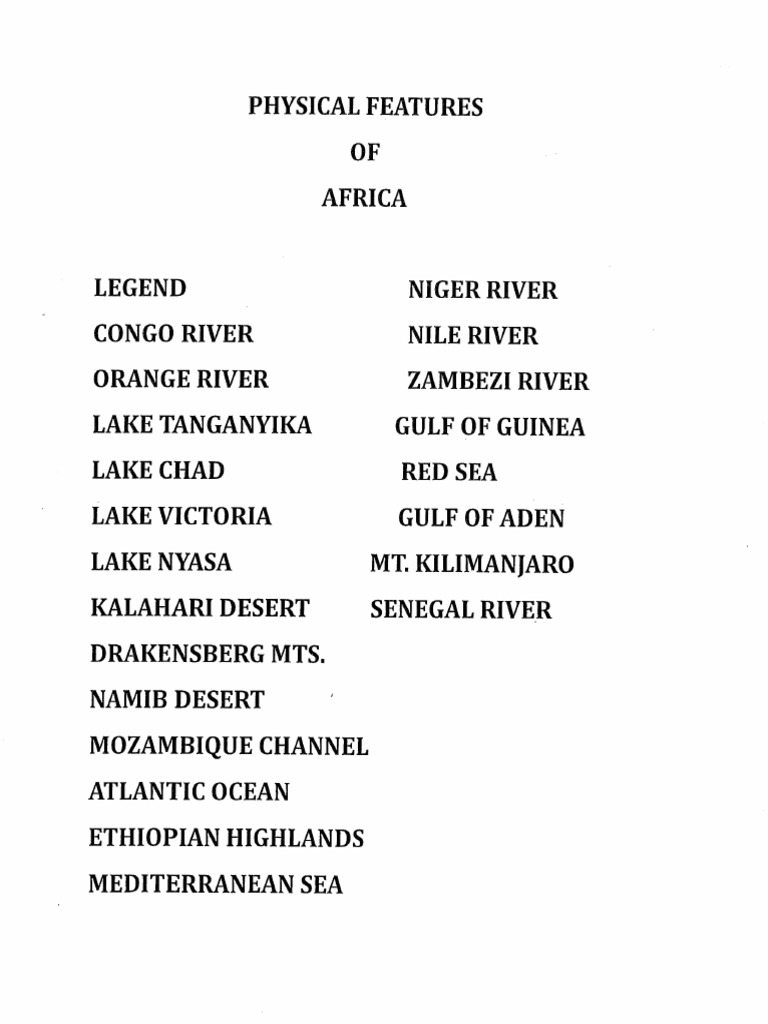 Physical Features of Africa - Word Bank | PDF