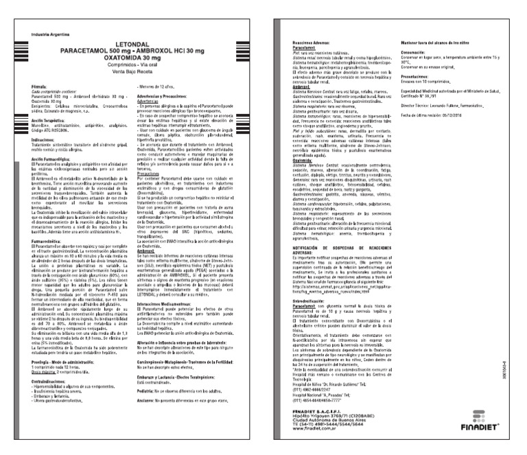 LETONDAL Prospecto | PDF