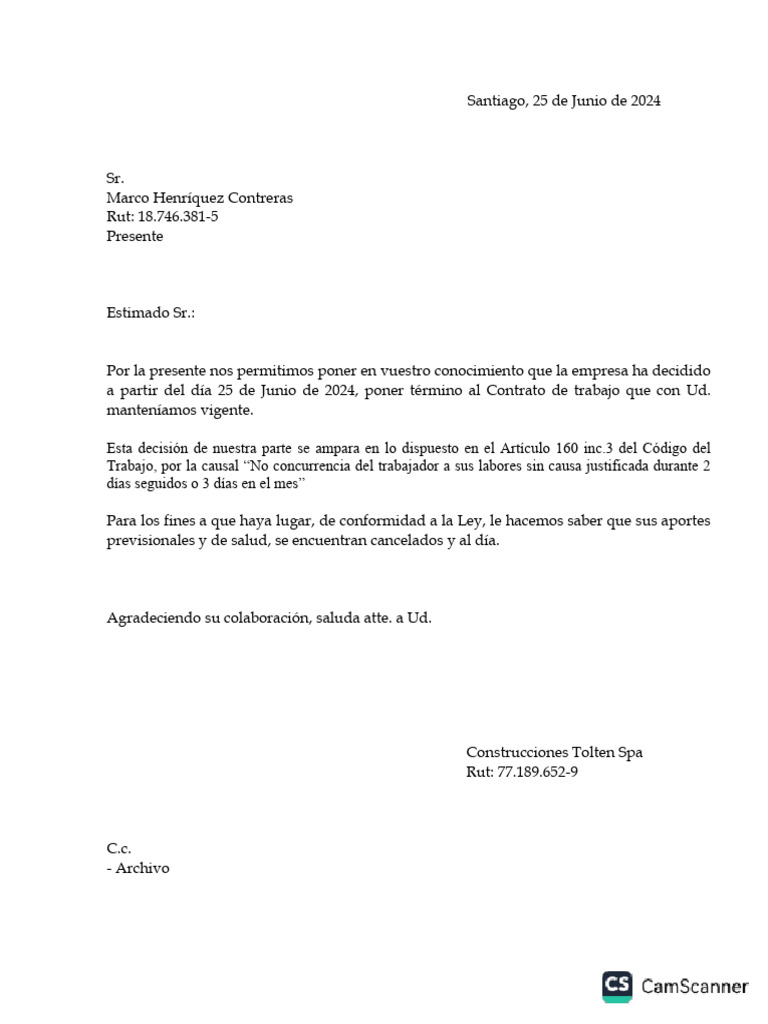 Carta Aviso Henriquez | PDF