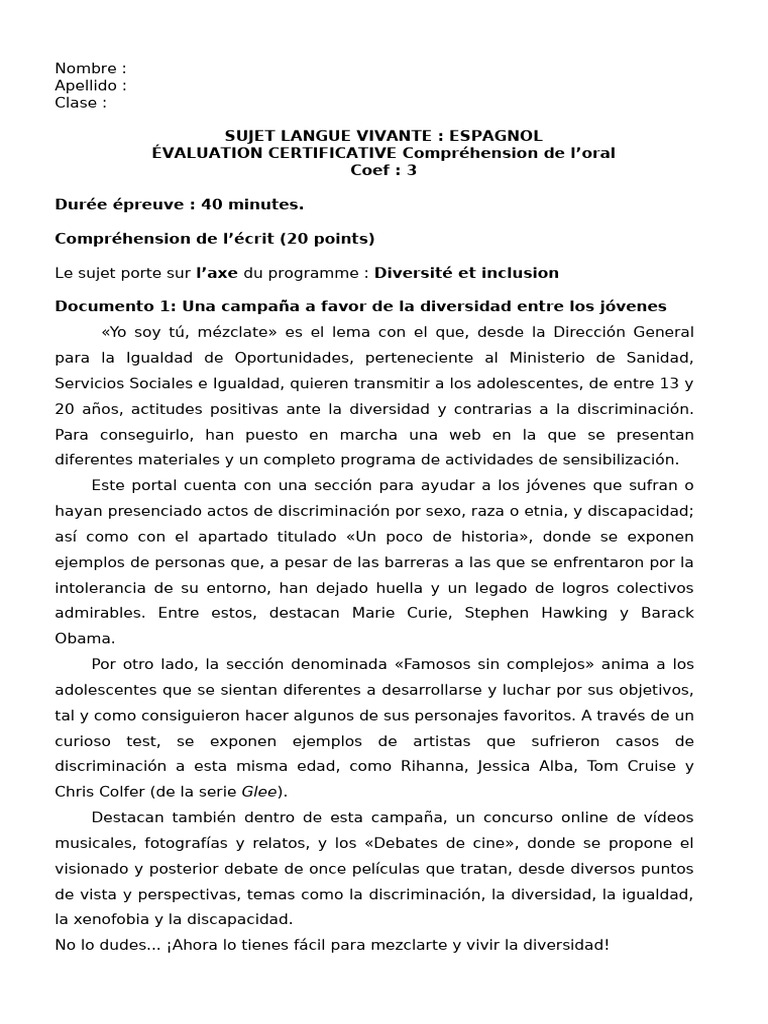 Comprehension Ecrite | PDF