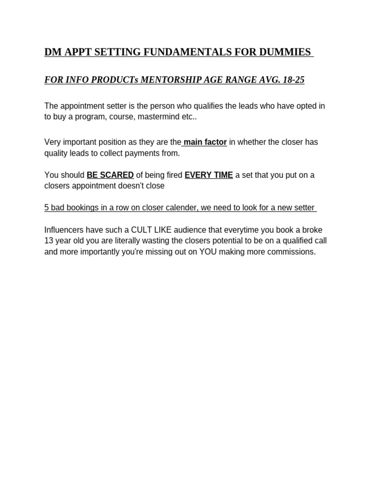 Colby's DM Appointment Setting 2025 Fundamentals | PDF