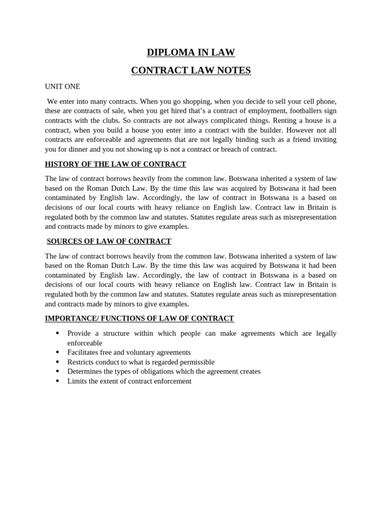 Introduction To Contract Law The Nature of A Contract 4 | PDF ...