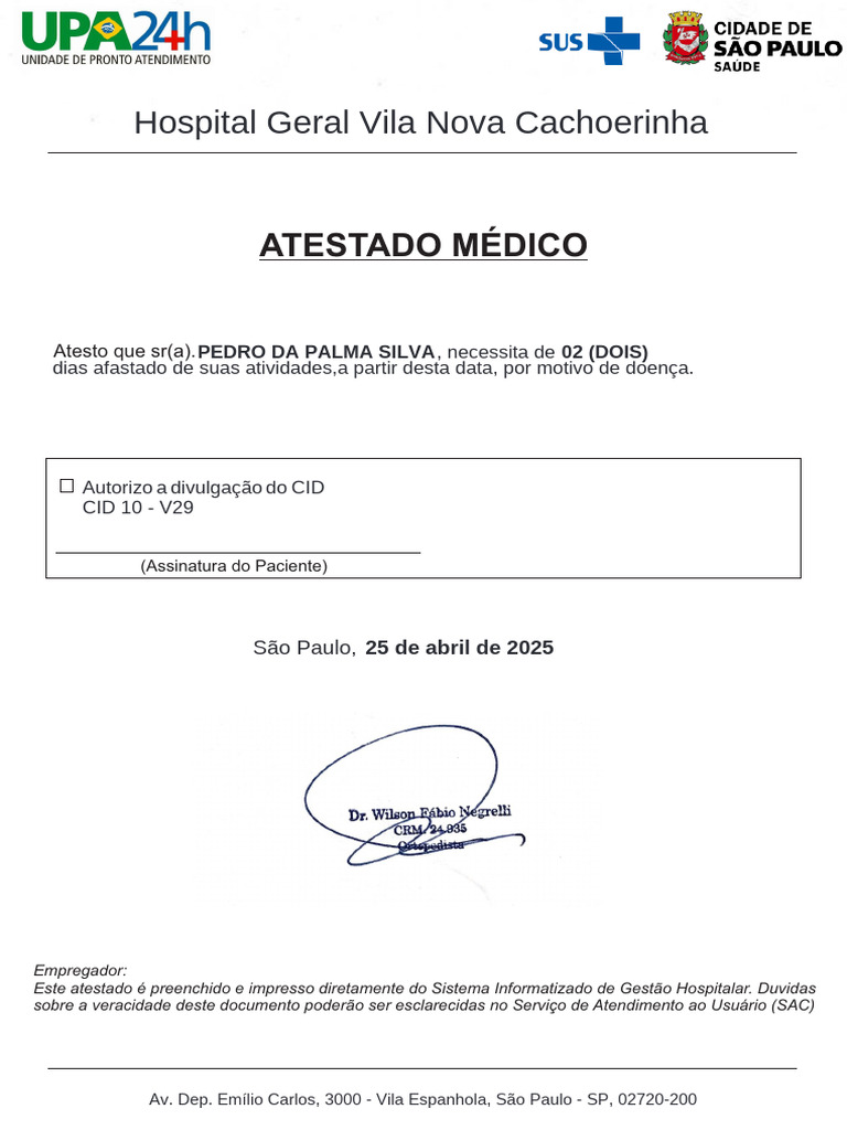 Atestado Médico para Afastamento por Doença | PDF