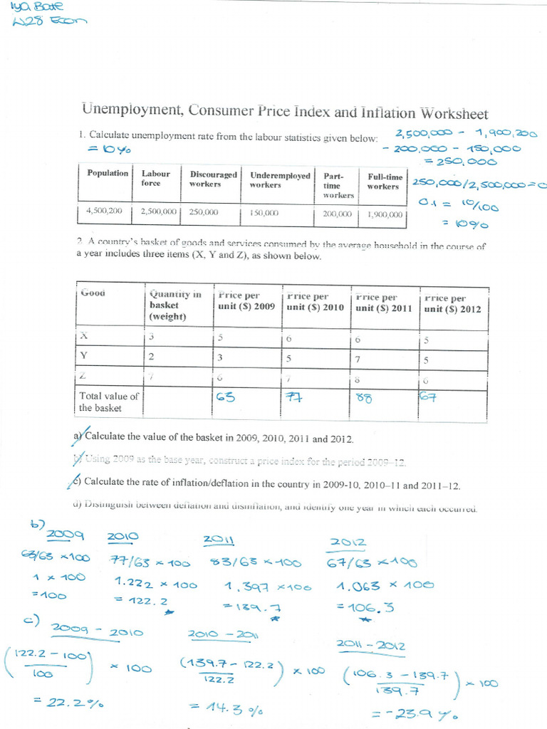 W28 Worksheet Unemployment | PDF