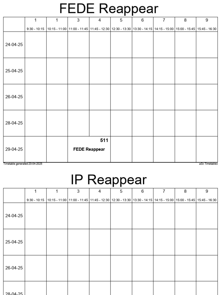 Reappear External Schedule | PDF