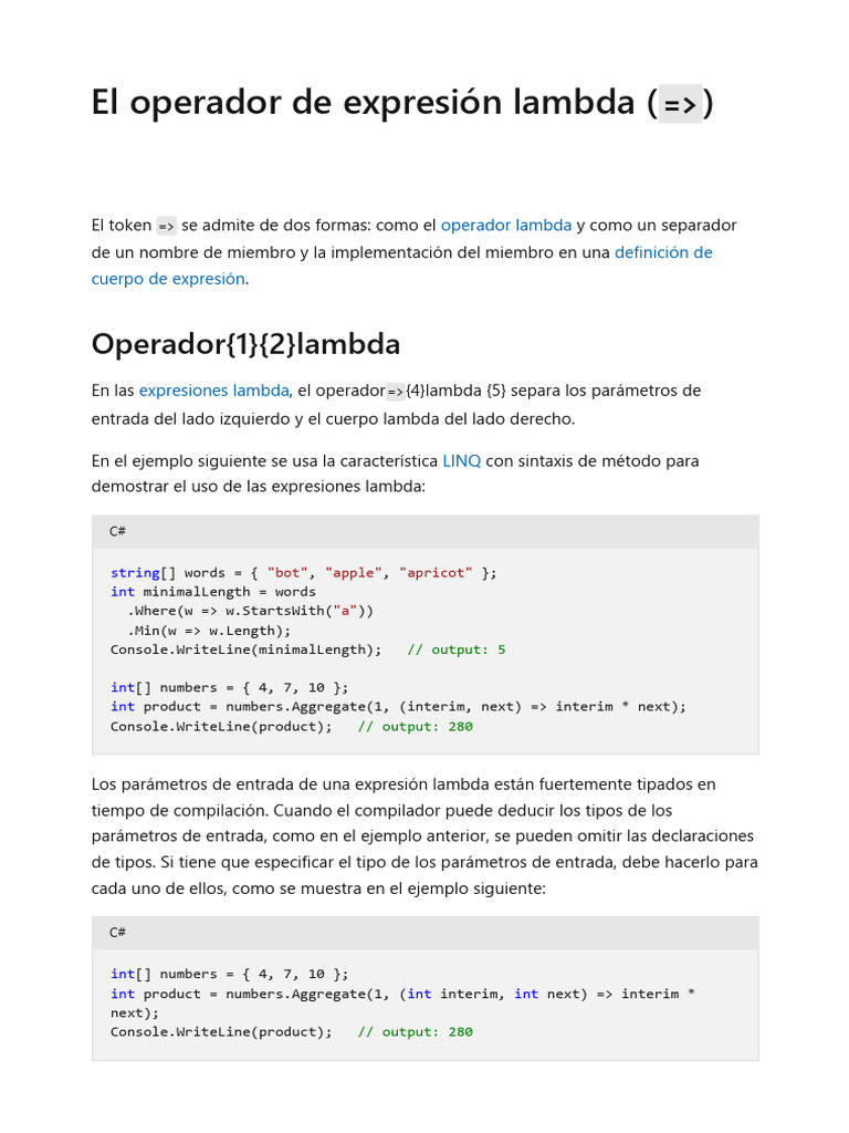16_Expresiones Lambda | PDF | Función anónima | C Sharp (lenguaje de programación)